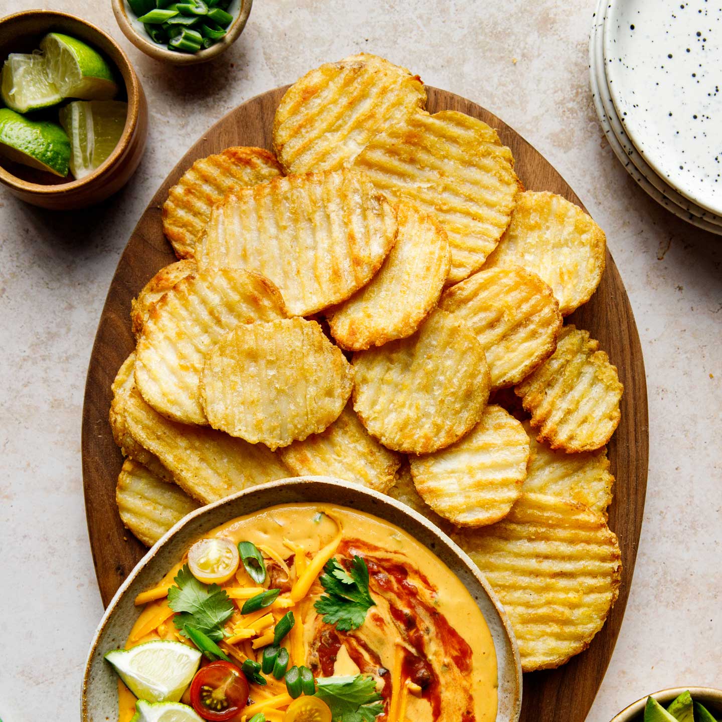 Slow Cooker Queso with Oven Chips | Cavendish Farms